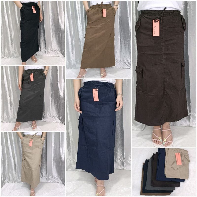 Jual ROK SPAN CARGO PANJANG STRETCH IMPORT/ROK CARGO PANJANG WANITA ...