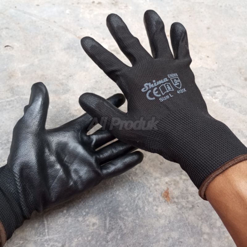 Jual Sarung tangan kerja safety atau berkendara hitam merk shima ...