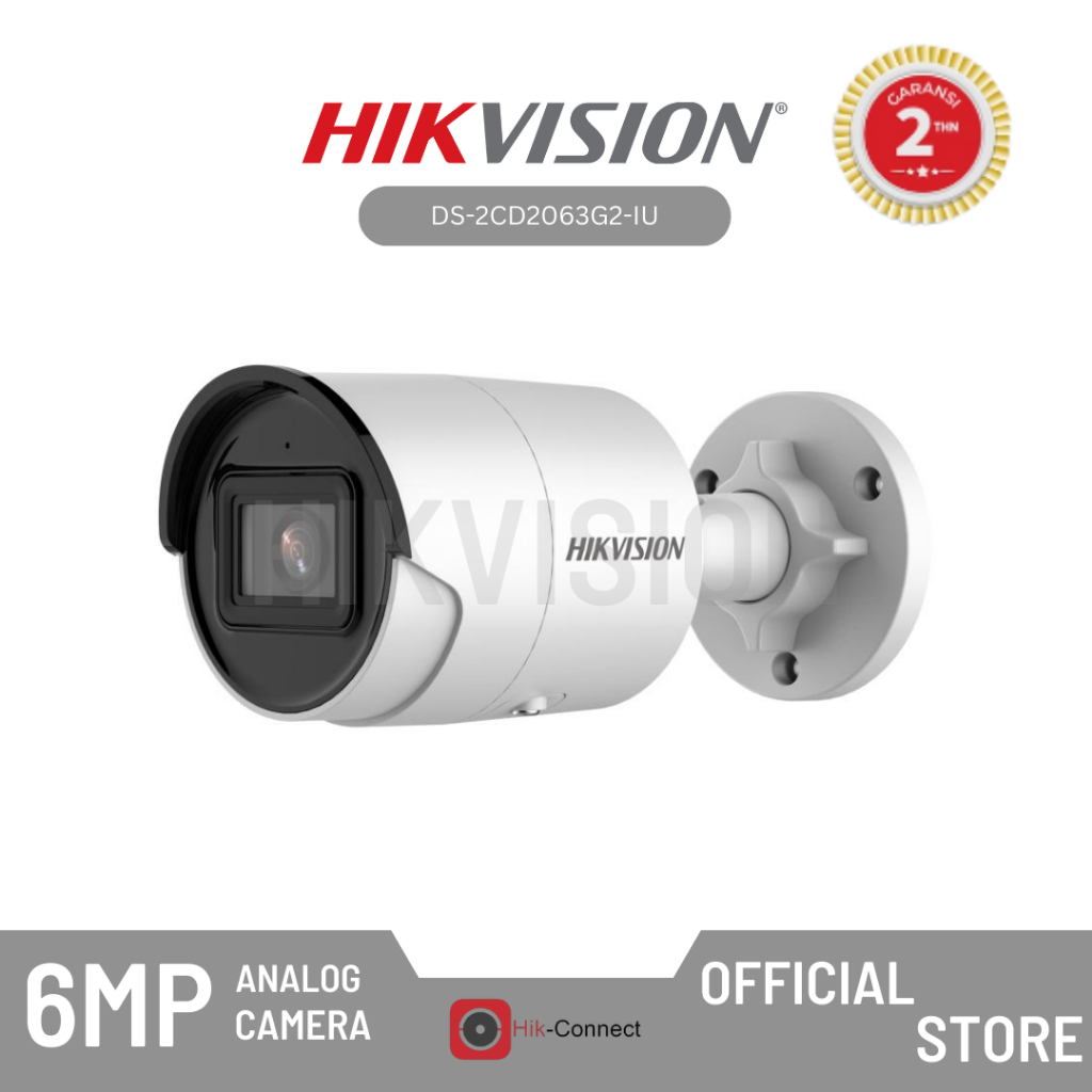 Jual HIKVISION - DS-2CD2063G2-IU Camera IP CCTV 6 MP AcuSense Fixed Bullet Network Original ...