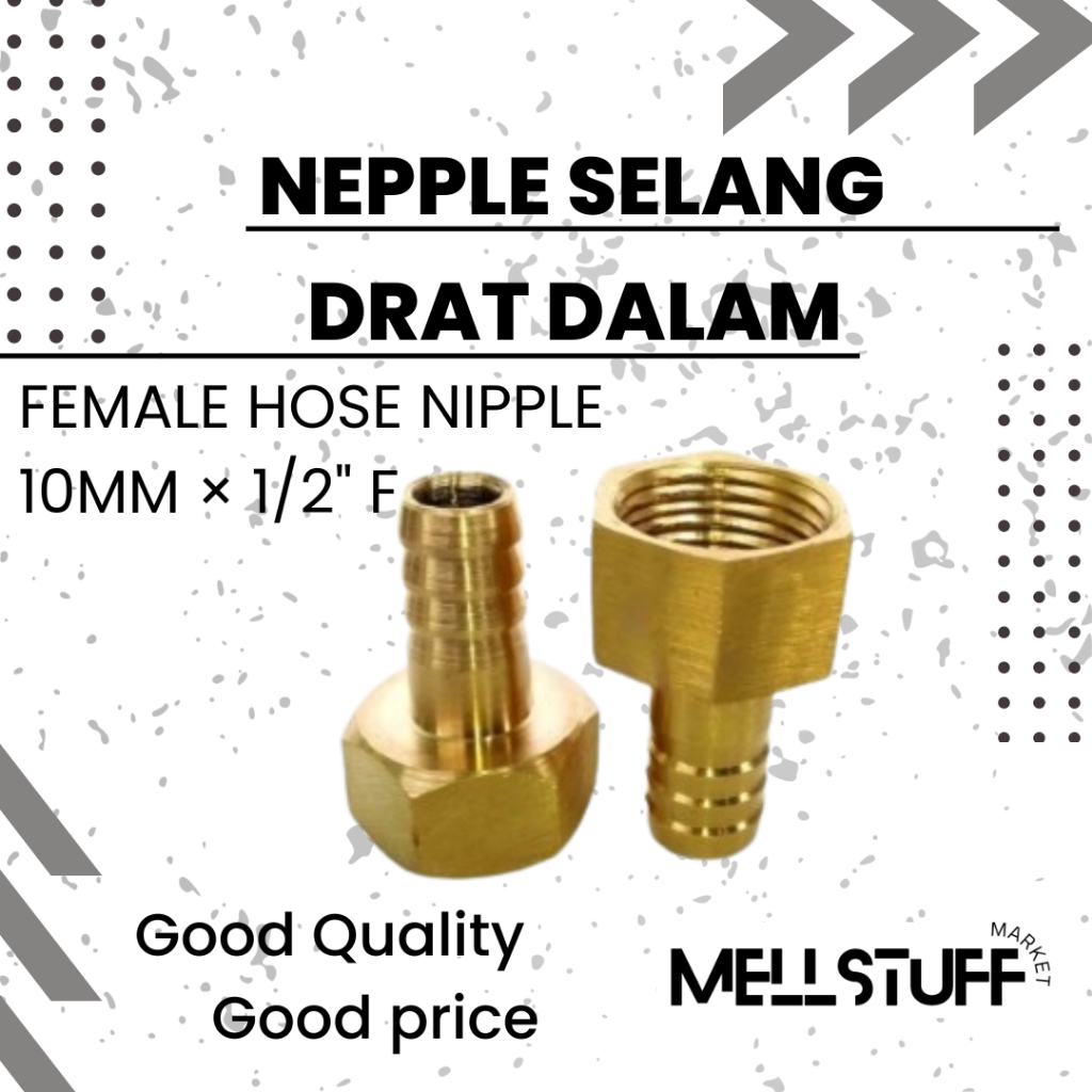 Jual Female Hose Nipple - 10mm x 1/2" F - Nepple Selang Drat Dalam ...