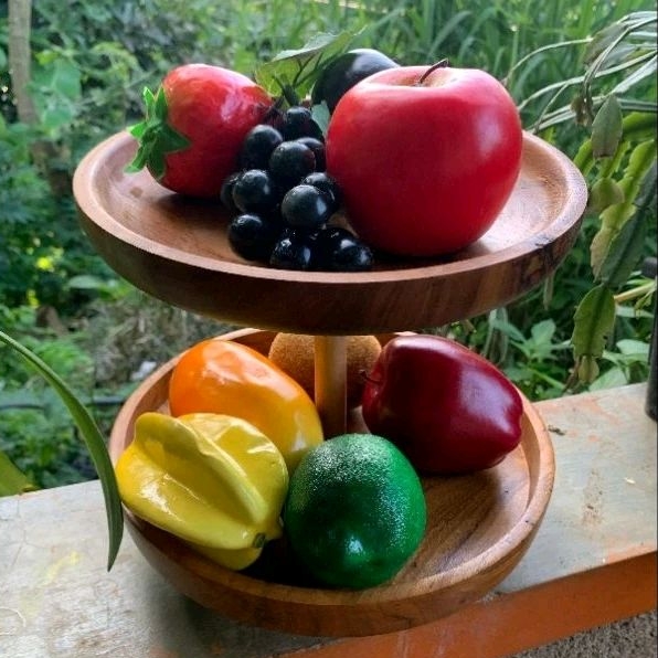 Jual WoodCraftOsh,Tempat buah/Stan Buah Model 2 Susun berbahan kayu ...
