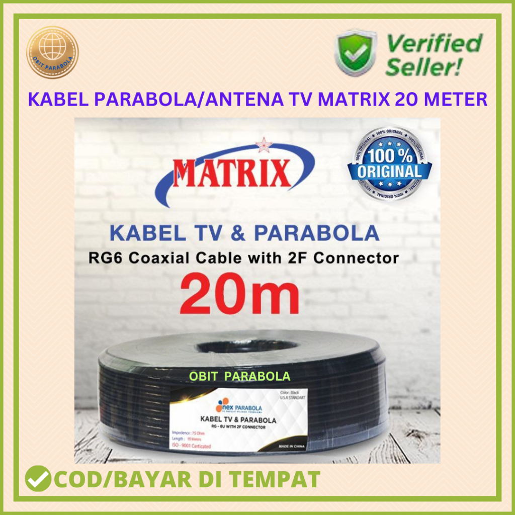 Jual KABEL PARABOLA MATRIX RG 6 PANJANG 20 METER | Shopee Indonesia