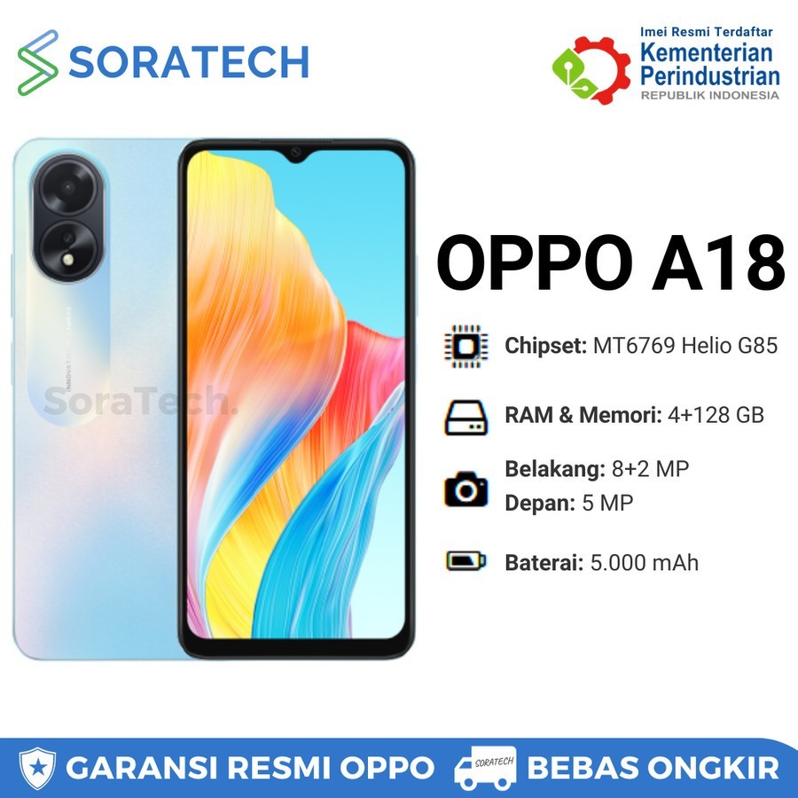 Jual OPPO A18 4/128 GB RAM 4GB ROM 128GB Garansi Resmi | Shopee Indonesia