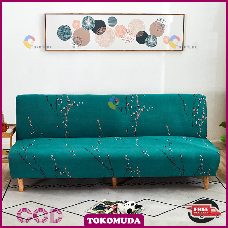 Jual Tokomuda Cover Sofa Bed Sarung Sofa Bed Elastis Shabby Floral Scandinavian Armless Penutup ...