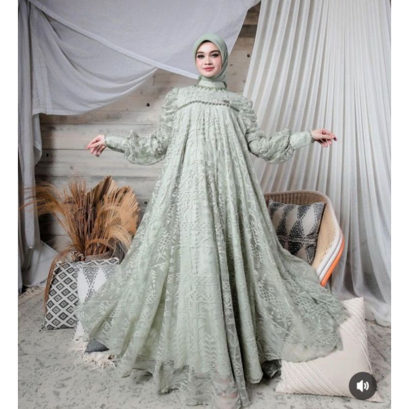 Jual gamis mute brokat Shella saukia | Shopee Indonesia