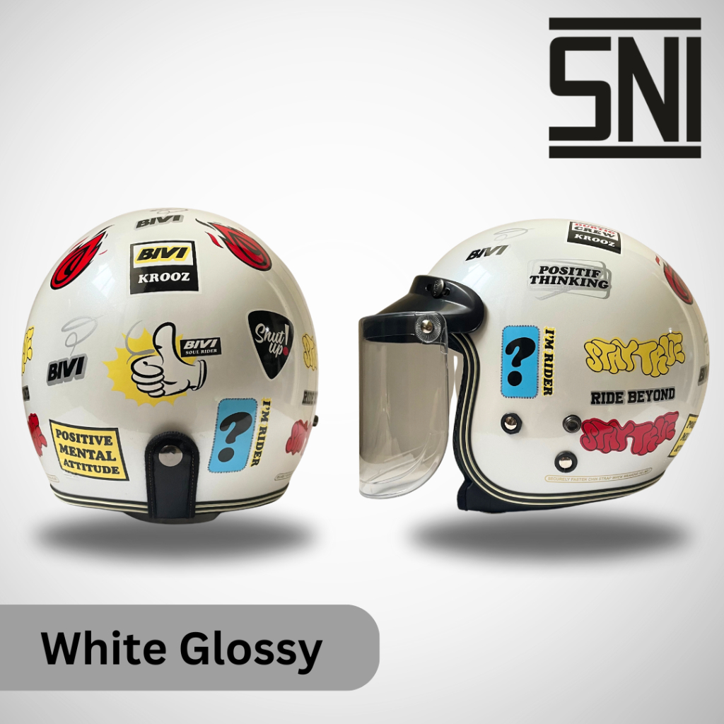 Jual Helm Bogo Classic Dewasa Putih Motif Crooz Krooz Retro SNI ...