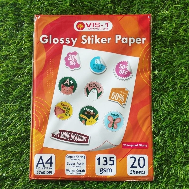 Jual Glossy Sticker Paper Kertas Sticker A4 Waterproof Glossy 20 Lembar ...