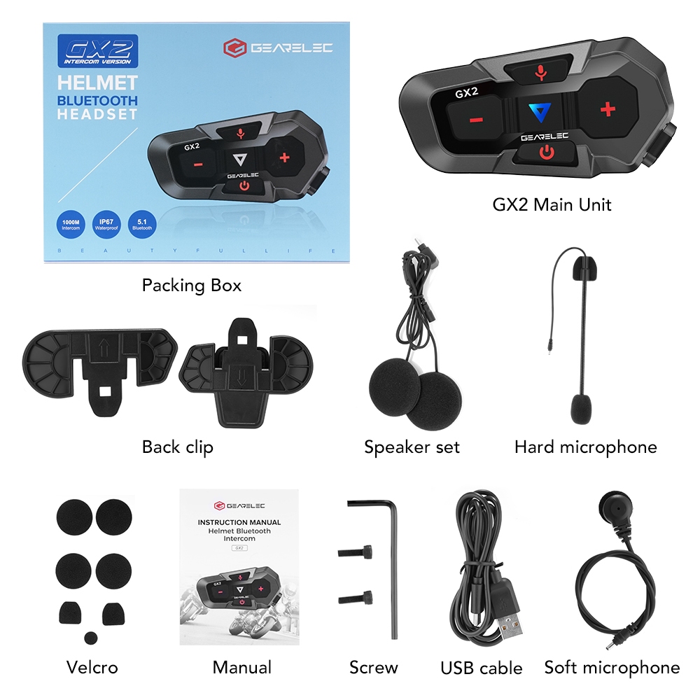 Jual GEARELEC DK06 PRO Headset Interkom Helm Sepeda Motor untuk Koneksi ...