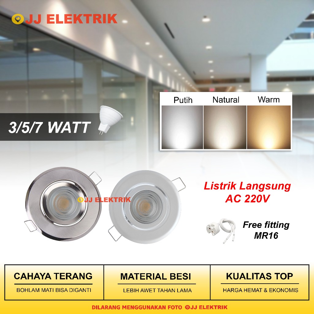 Jual ECO Kap Lampu Downlight Halogen MR16 3W 5W 7W Spotlight Plafon LED Spot MR 16 3Watt 5Watt ...