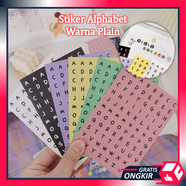 Jual Gratis Ongkir - 6217 Stiker Alphabet Warna Plain / Dekorasi ...
