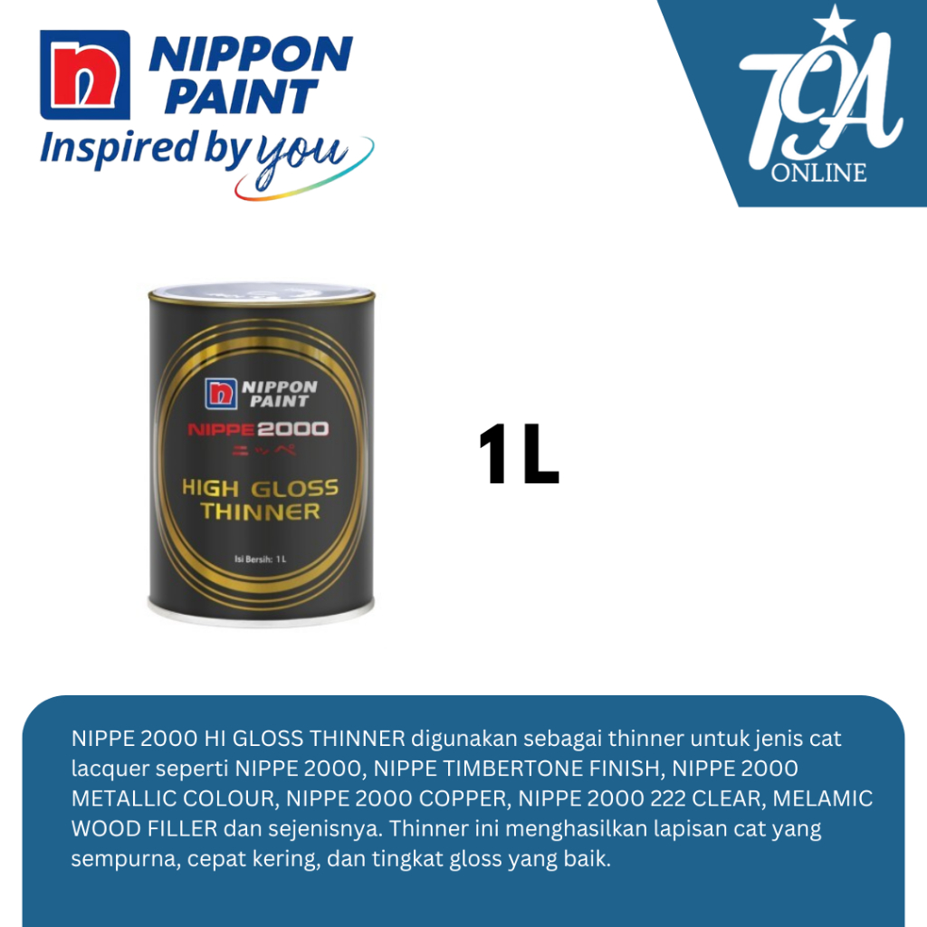 Jual Thinner High Gloss Nippe 2000 Nippon Paint 1 Liter | Shopee Indonesia