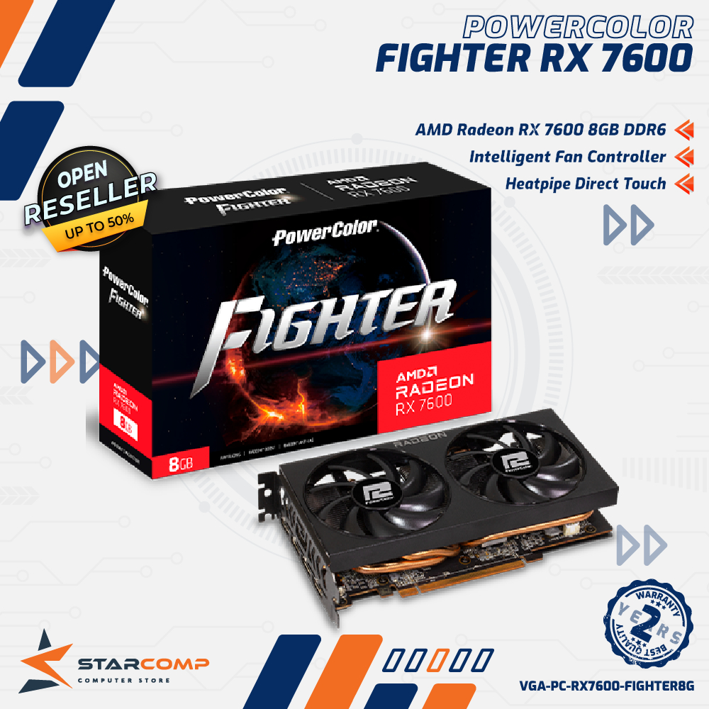 Jual PowerColor RX 7600 8GB D6 Fighter VGA AMD Radeon RX7600 8GB GDDR6 ...