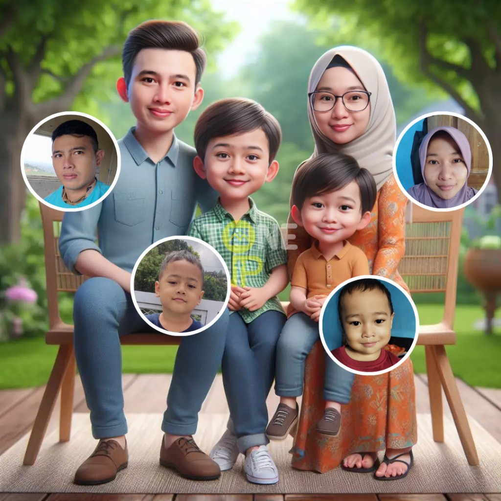 Jual Jasa Edit Foto Keluarga Karikatur 3D/4D dengan Ai - Pilih Template dan Bisa Custom By ...