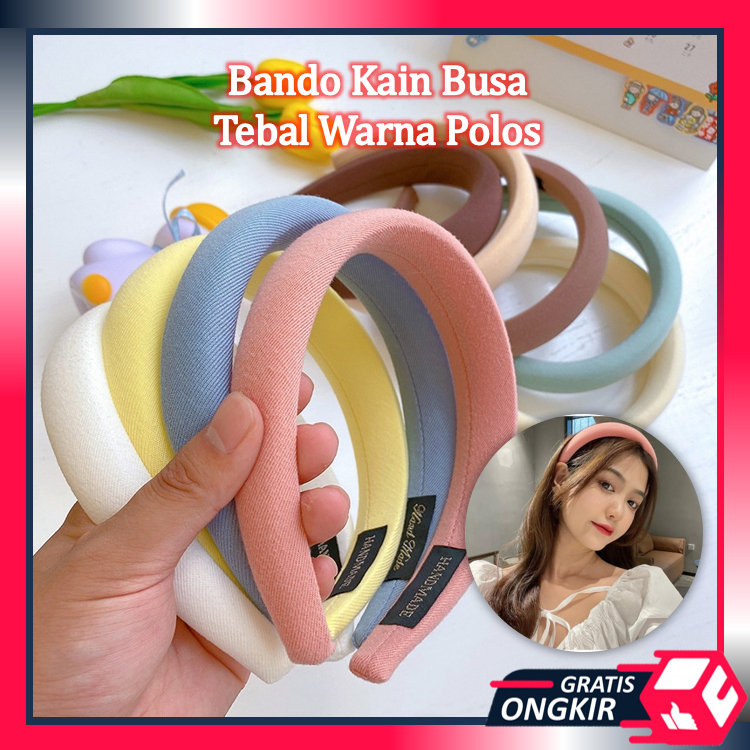 Jual Gratis Ongkir - F6115 Bando Kain Busa Tebal Warna Polos / Bando ...