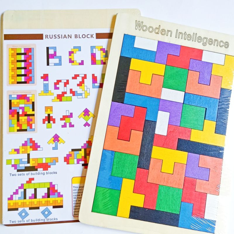 Jual Wooden Puzzle Kayu Tetris Kayu Wooden Intellegence Russian Block ...