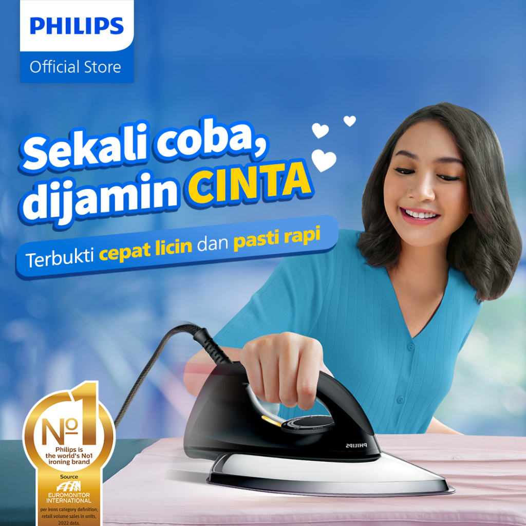 Jual Philips Setrika kering HD1173/80 Hitam, Ceramic 4 Lapis, Anti ...