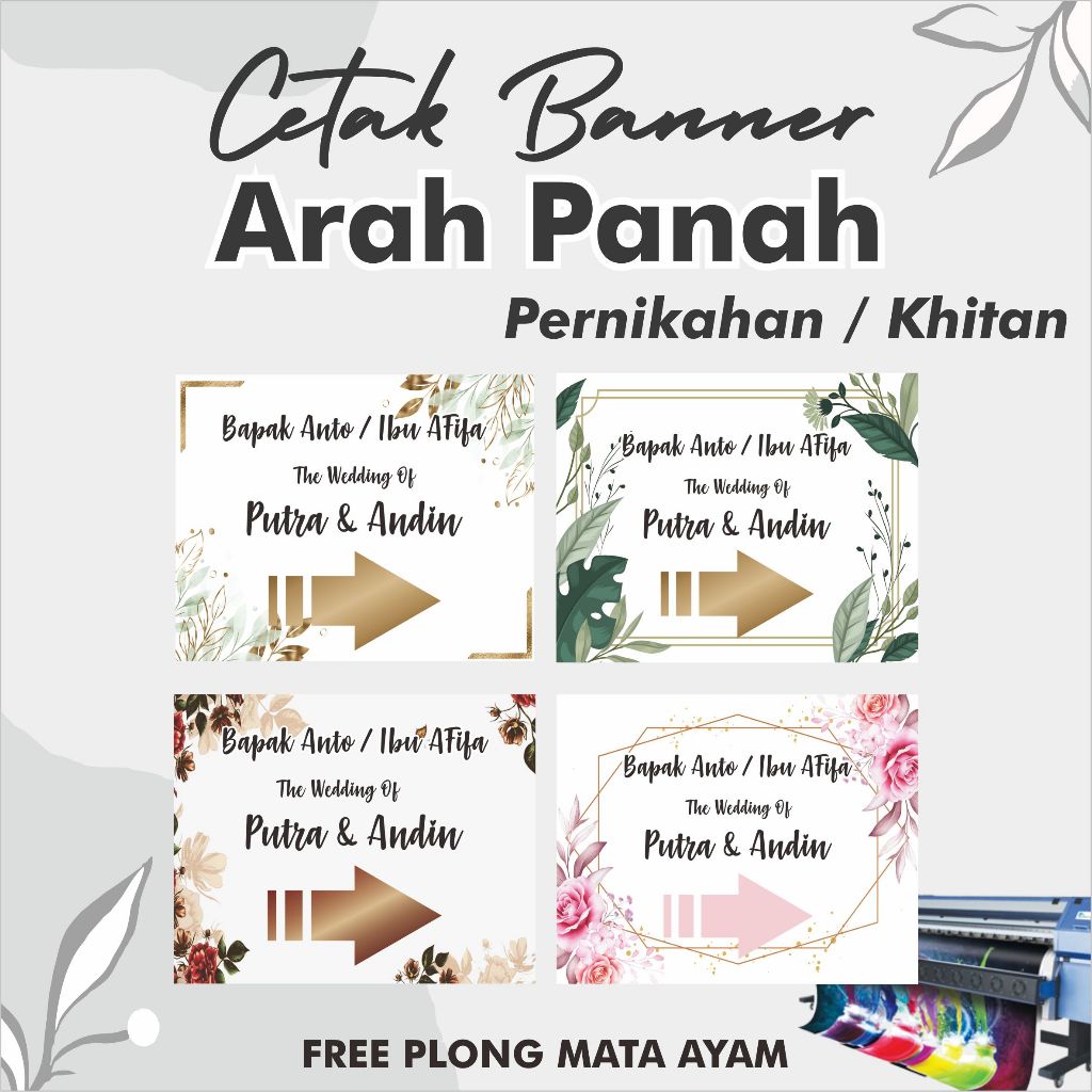 Jual Cetak Banner Arah Panah Pernikahan Custom/ Banner Petunjuk Arah Wedding | Shopee Indonesia