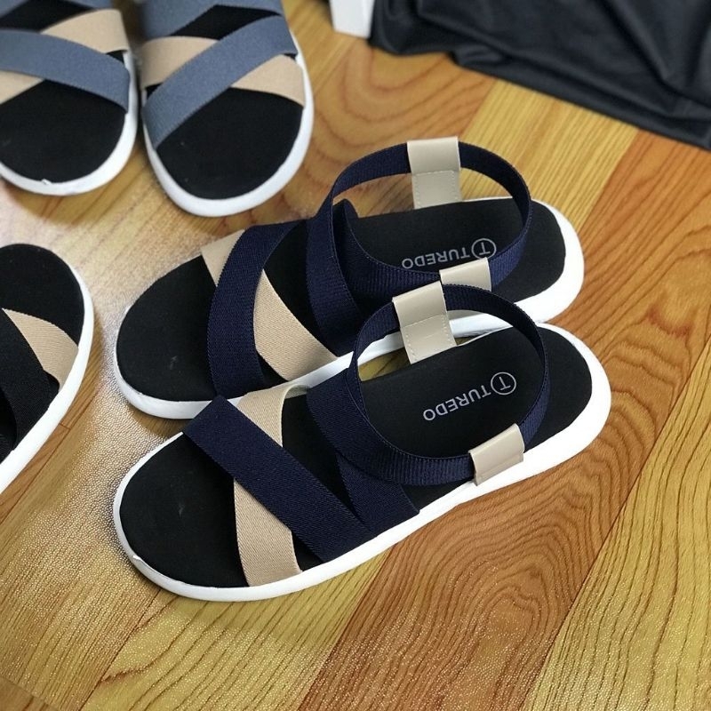Jual sandal wedges sandal kekinian sandal elastis tali silang sandal ...