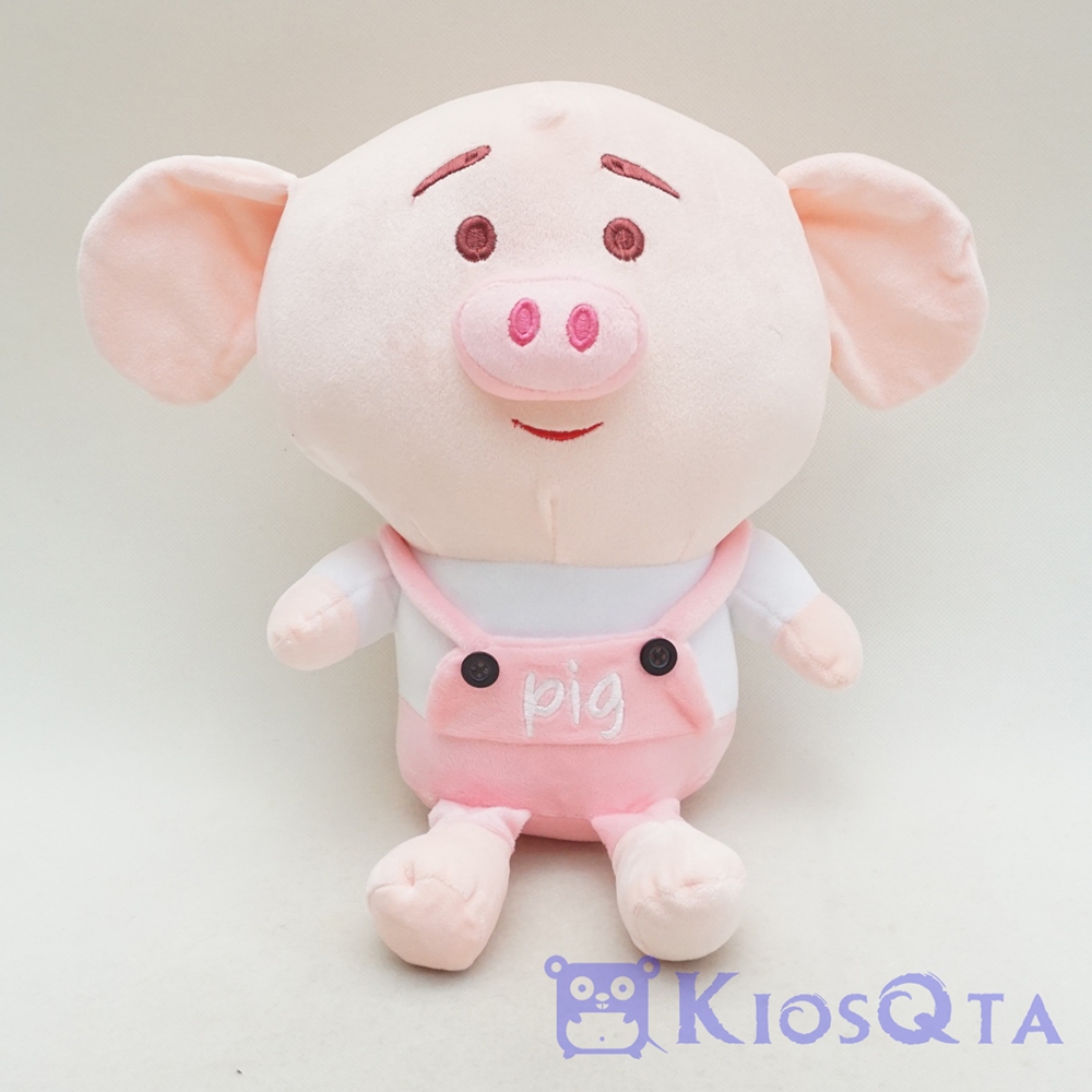 Jual boneka babi pink baju overall jumpsuit merah muda medium | Shopee ...