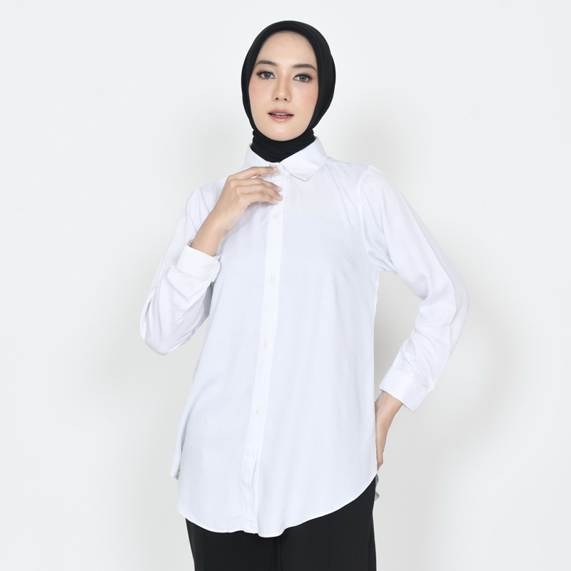 Jual baju kemeja atas wanita putih, daily blouse putih | Shopee Indonesia