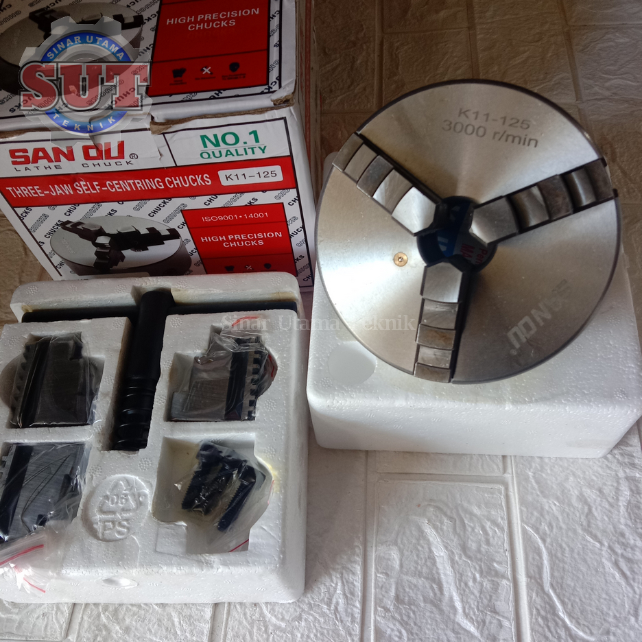 Jual K11-125 / K11-130 Chuck Bubut 5" 3 Jaw Claw Bubut 3 Jaw Catok ...