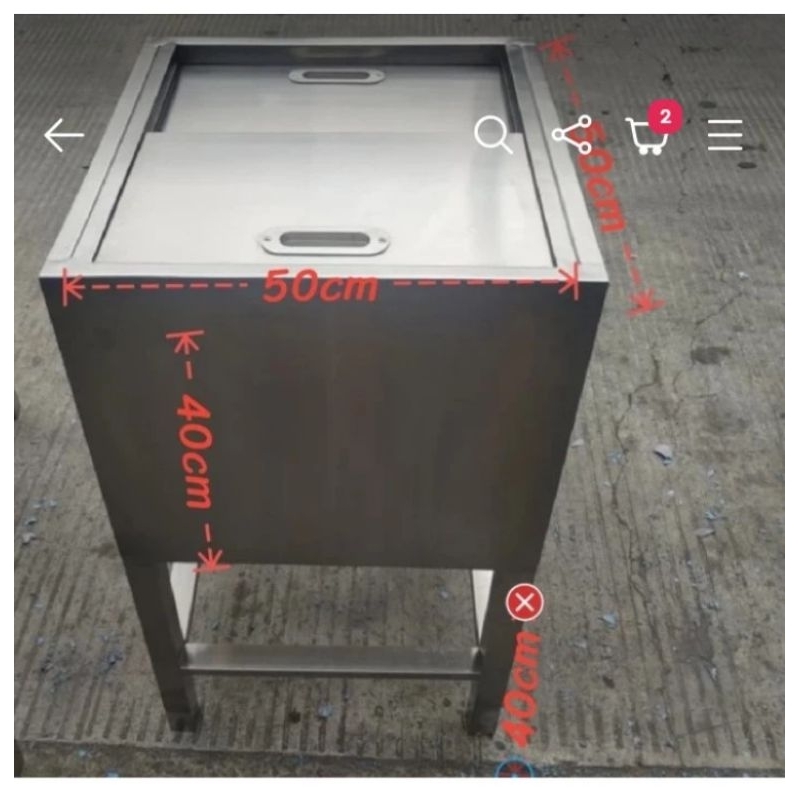 Jual ICE BIN SUS 304 ,dua pintu 50x50x40cm plus kaki 40cm | Shopee ...