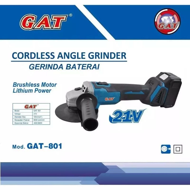 Jual GAT Cordless ANGLE GRINDER 4" 4INCH 4 INCH 100MM / GURINDA ...