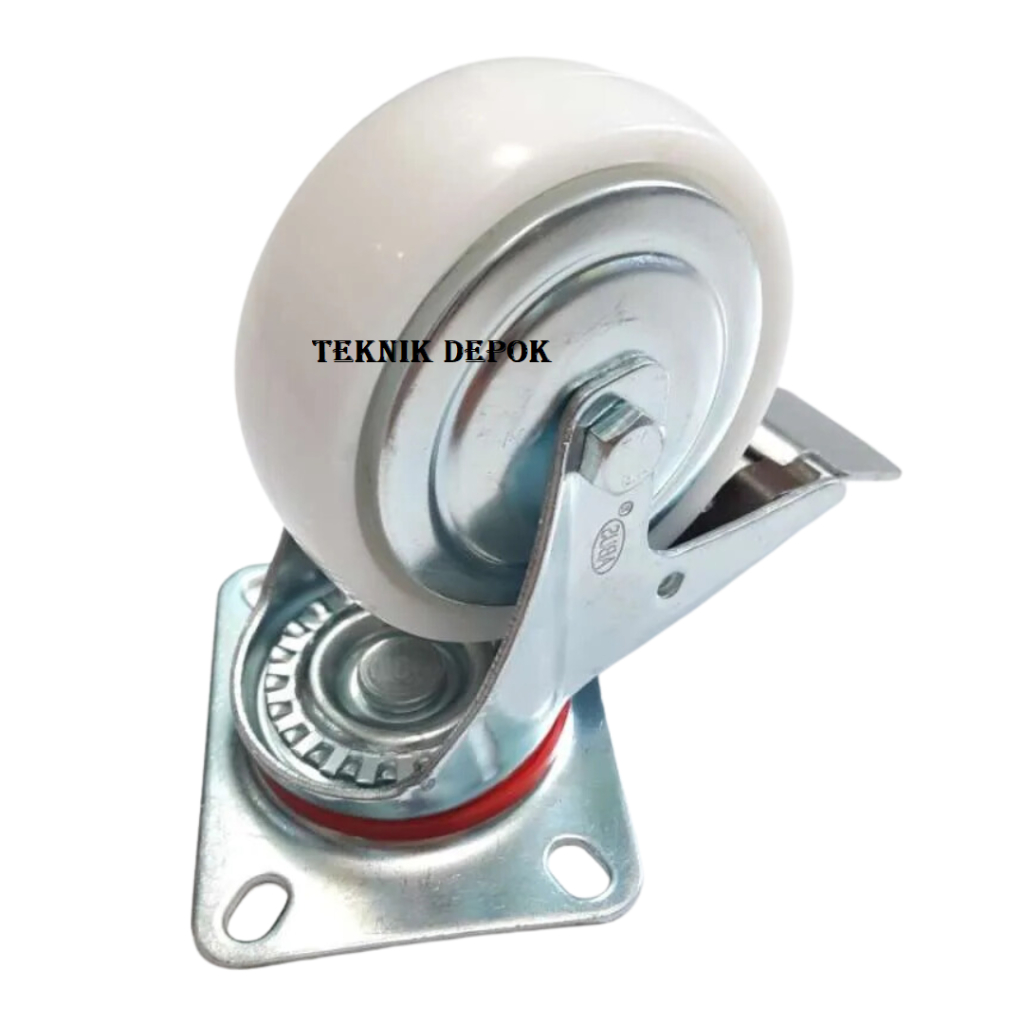 Jual Roda Nylon 4 Inch Rem Hidup Nilon Wheel Troly Polyurethane Heavy ...
