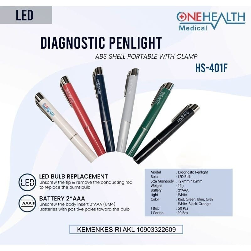 Jual ONEHEALTH DIAGNOSTIC PENLIGHT HS-401F LED / SENTER MEDIS | Shopee ...