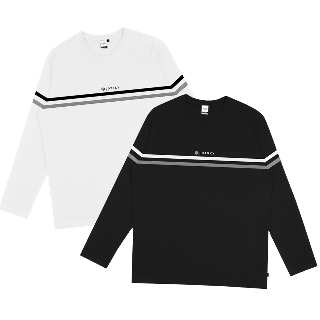Jual Otsky Kaos Pria Lengan Panjang Two Line Cotton 24s Basic | Shopee ...
