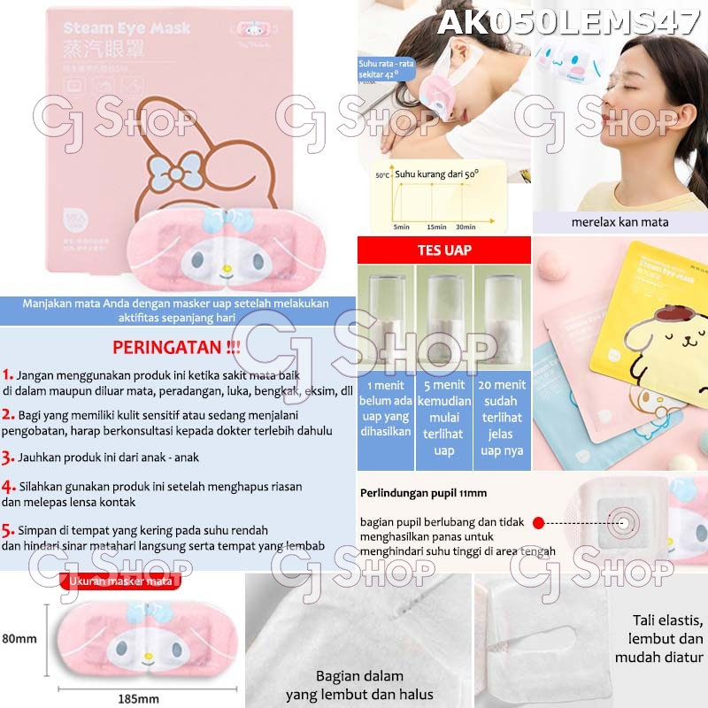 Jual My Melody Pompompurin Cinnamoroll Steam Eye Mask Spa mata [Sanrio ...