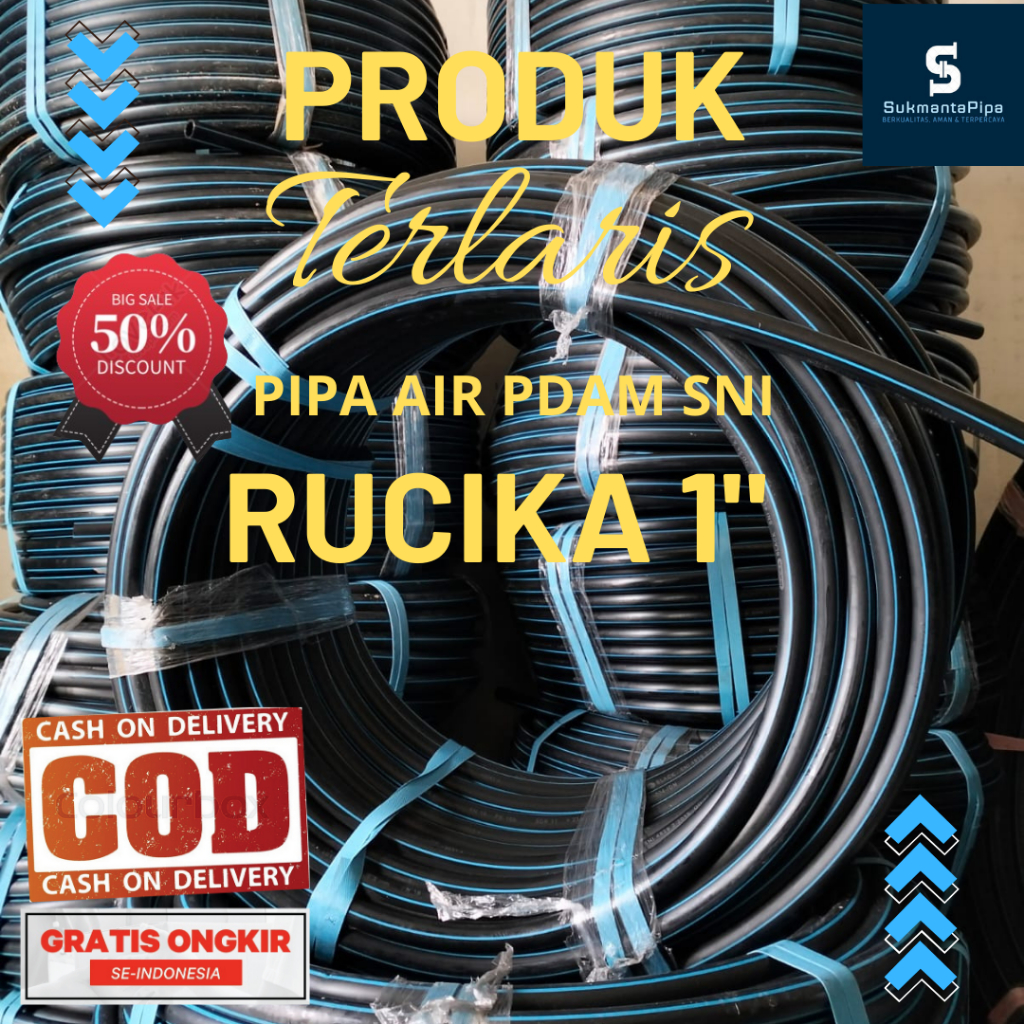 Jual PIPA AIR PDAM HDPE RUCIKA 1 INCI ATAU 32mm PN16 PE-100 100 METER ...
