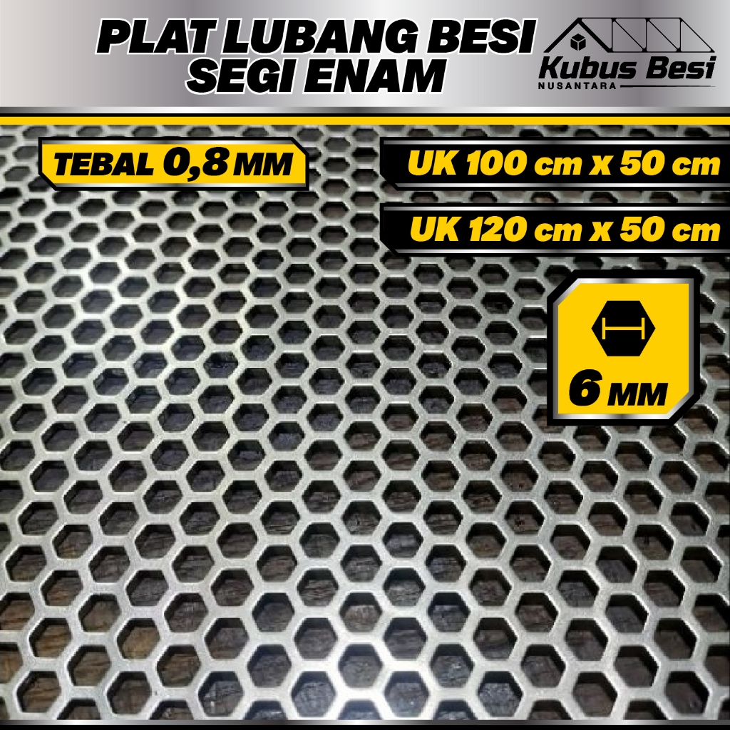 Jual 100x50 cm / 120x50 cm - Plat Lubang Hexagonal 6 mm - Tebal 0,8 mm ...