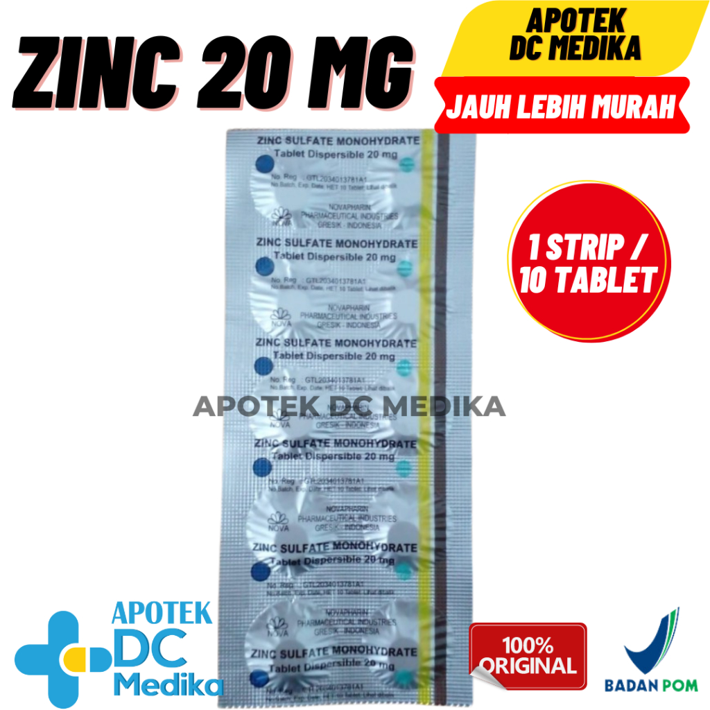 Jual Zinc Tablet 20mg / 1 Strip / 10 Tablet / Vitamin Daya Tahan Tubuh ...