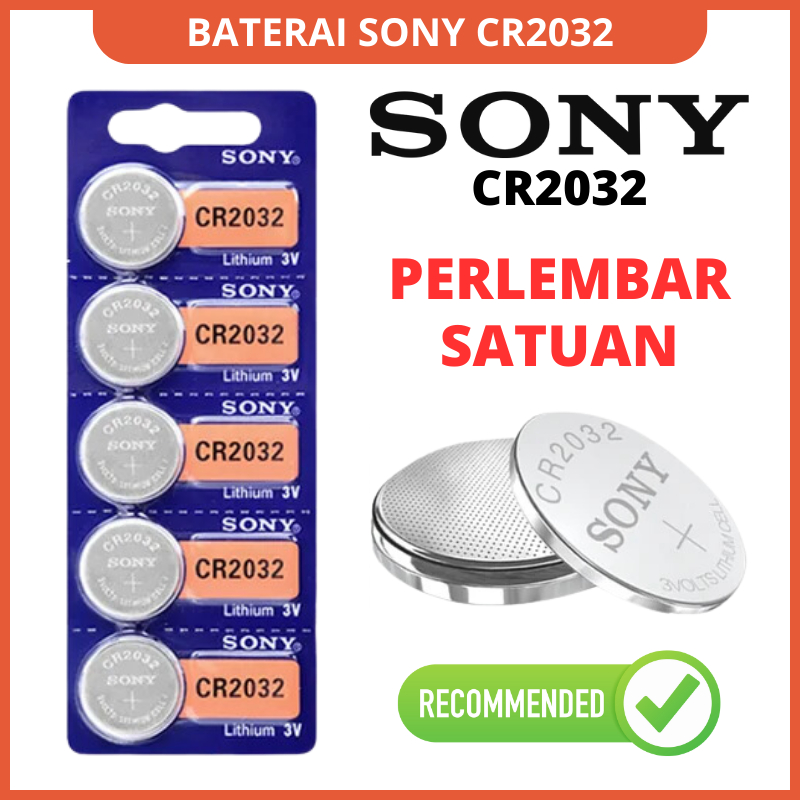 Jual Baterai Sony CR2032 3V Perlembar Satuan Batre Kunci Remote Motor ...