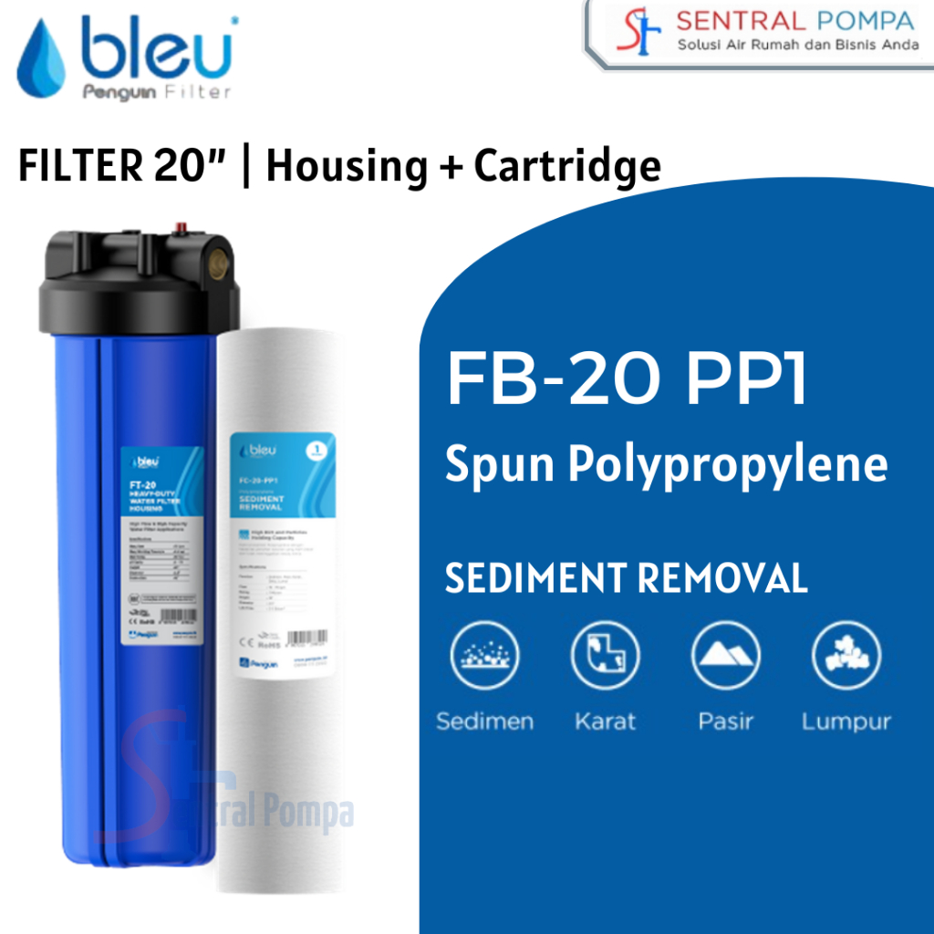 Jual Water Filter Penguin 20" Saringan Air FB-20 PP Cartridge 1 mikron ...