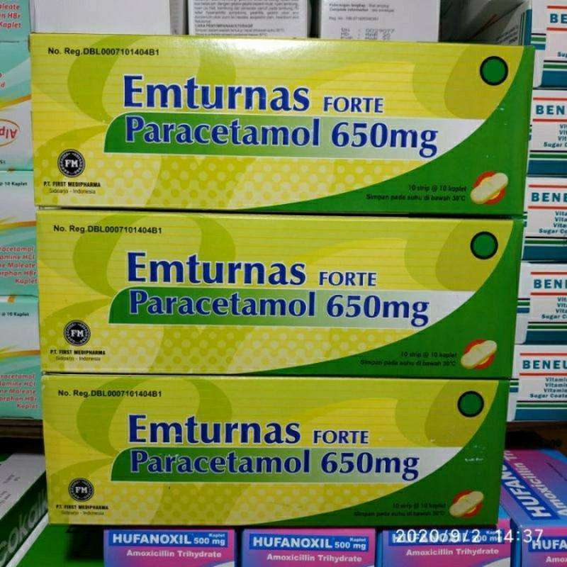 Jual Emturnas Forte 650MG 1 KOTAK ISI 100 TABLET - Meredakan Demam ...