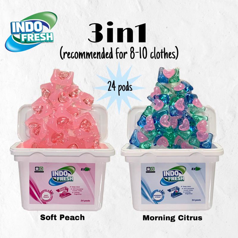 Jual INDOFRESH Laundry Pods 3in1 (isi: 24 pods) Kapsul Detergent ...