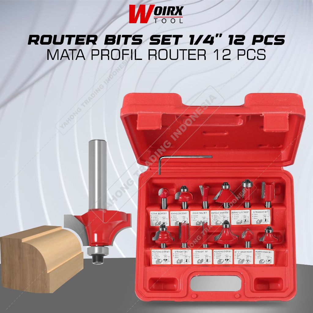 Jual Mata Router Set Mata Profil Mata Trimmer Set Router Bit Set 12pc ...