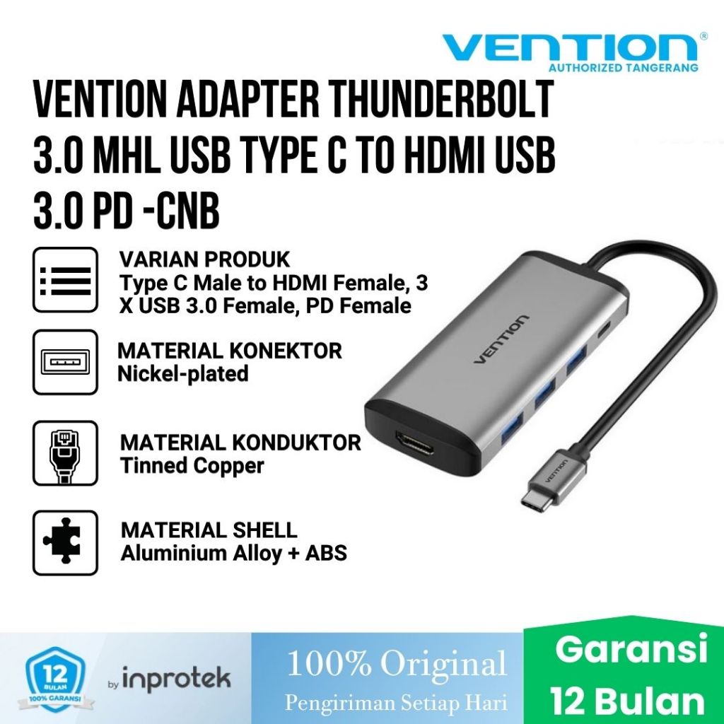 Jual Vention Adapter Thunderbolt 3.0 MHL USB Type C to HDMI USB 3.0 PD ...