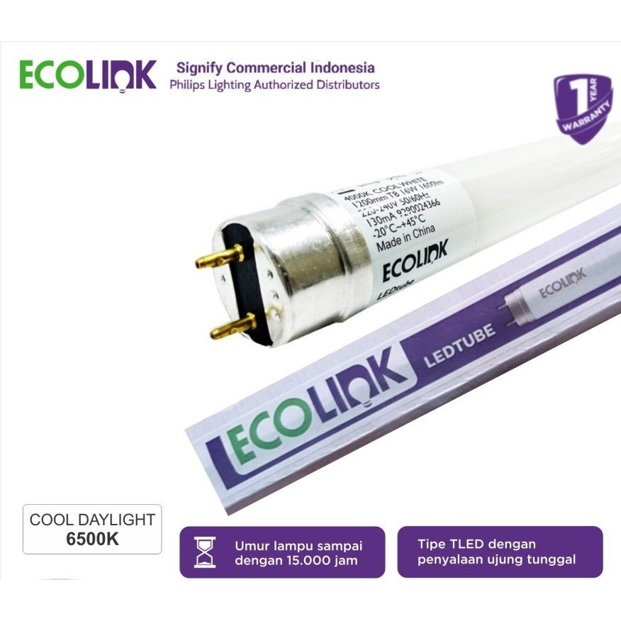 Jual ECOLINK Lampu Panjang TL LED Tube T8 8w 60cm 16w 120cm Putih ...