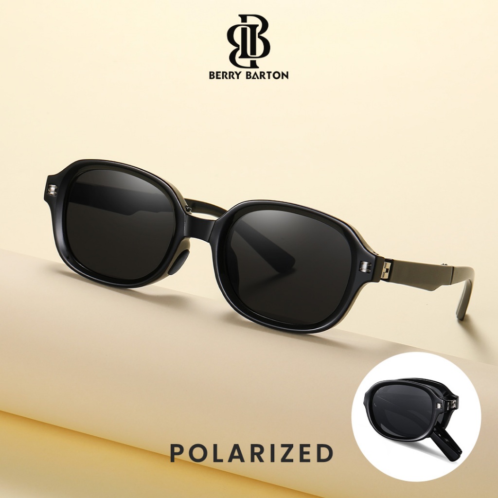 Jual Berrybarton - Kacamata Hitam Lipat Oval Polycarbonate Modern Outdoor Sunglasses Anti Silau ...