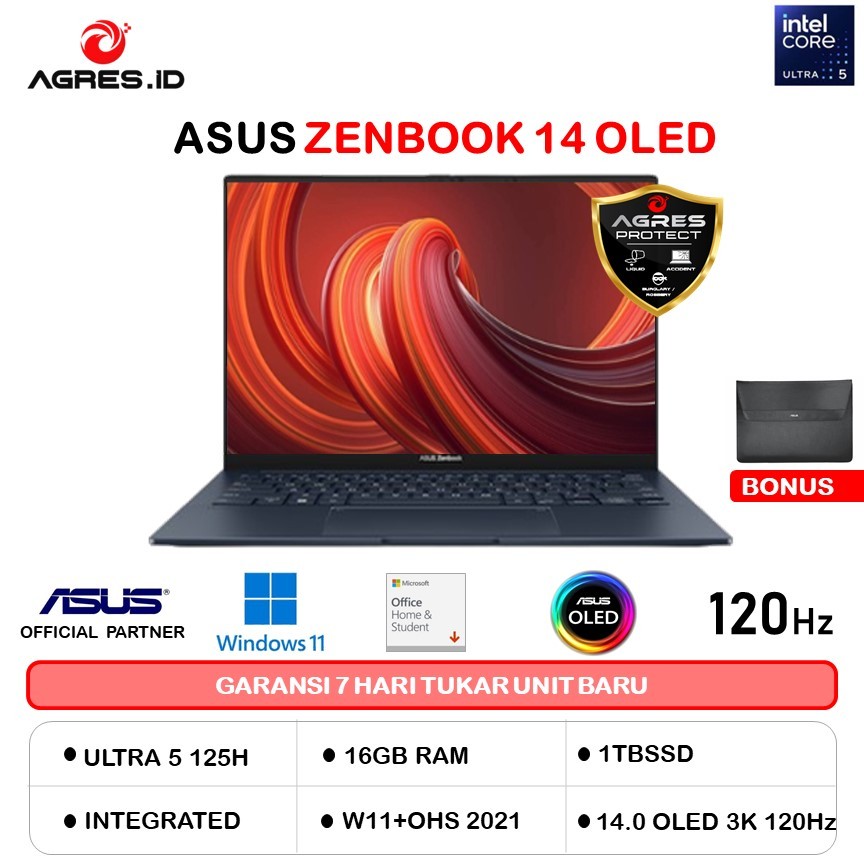 Jual ASUS ZENBOOK 14 OLED UX3405MA ULTRA 5 125H 16GB 1TB W11+OHS 14.0 ...