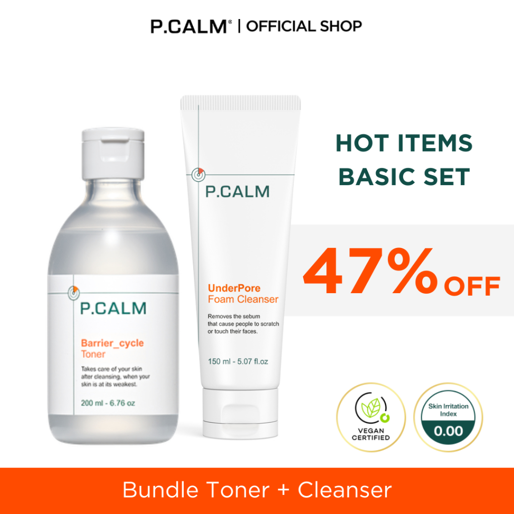 Jual P.CALM COMBO Barrier Cycle Toner & UnderPore Foam Cleanser SET ...