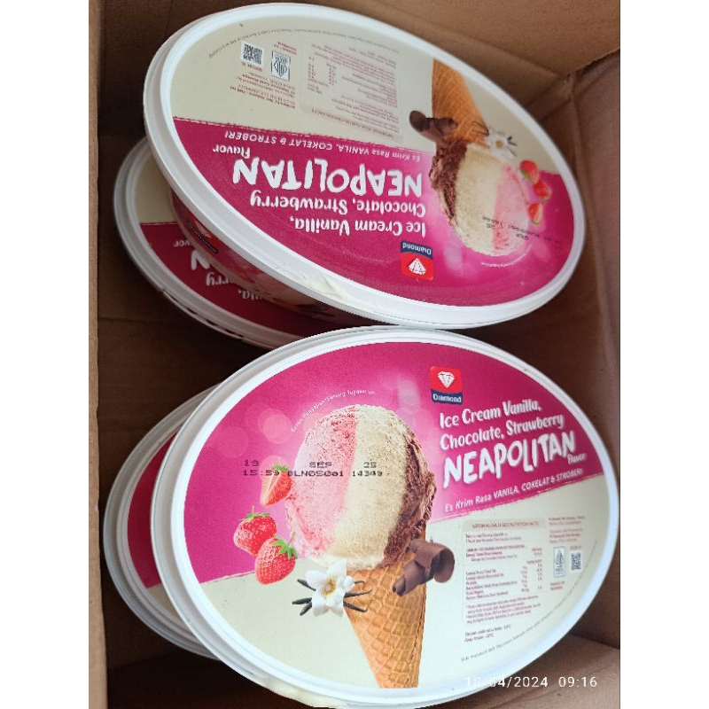 Jual DIAMOND ICE CREAM NEOPOLITAN 700ml / DIAMOND ICE | Shopee Indonesia