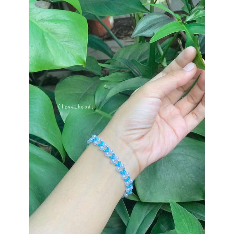 Jual pearly blue bracelet / gelang manik manik cantik lucu aesthetic ...