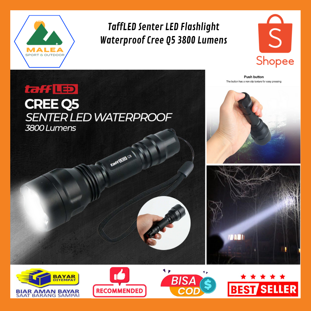 Jual Senter LED Flashlight Waterproof Cree Q5 3800 Lumens / Senter LED ...