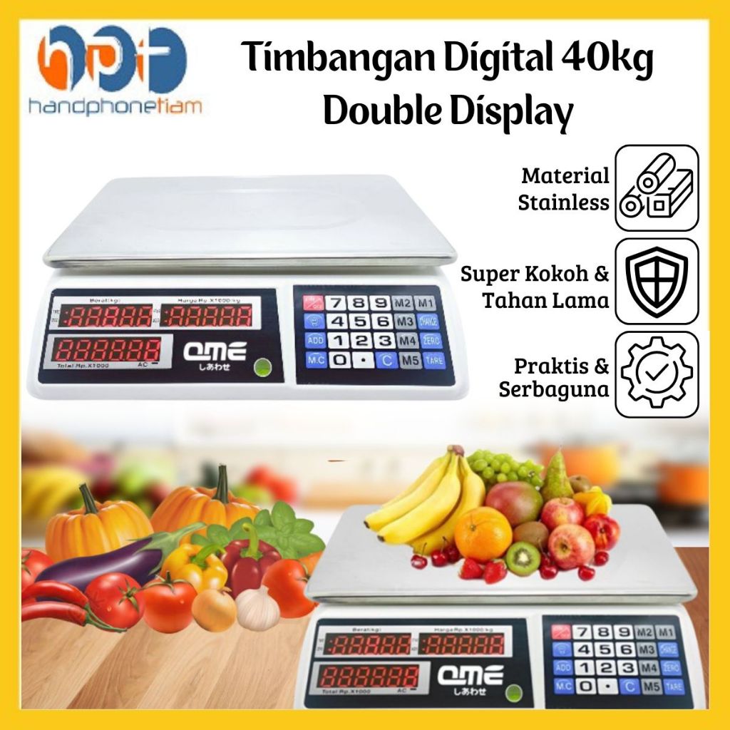Jual Timbangan Digital 40kg Computing Scale Double Display Alat Penimbang Buah Sayur Sembako ...
