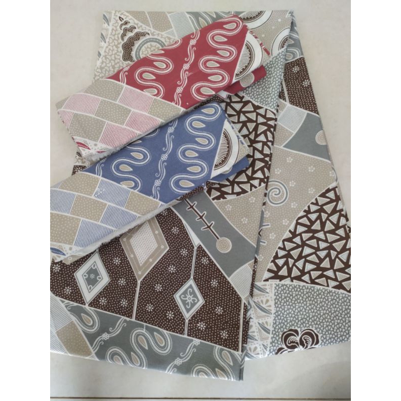 Jual kain batik printing soft pastel motif keramik abstrak kain bahan ...