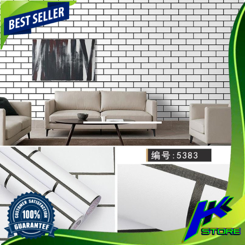 Jual Wallpaper Dinding Motif Bata 45cm x 10m Bata Putih Konblok ...